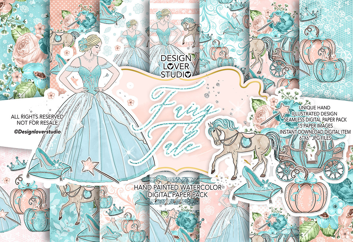 Fairy Tale digital paper pack, a Pattern Graphic by designloverstudio