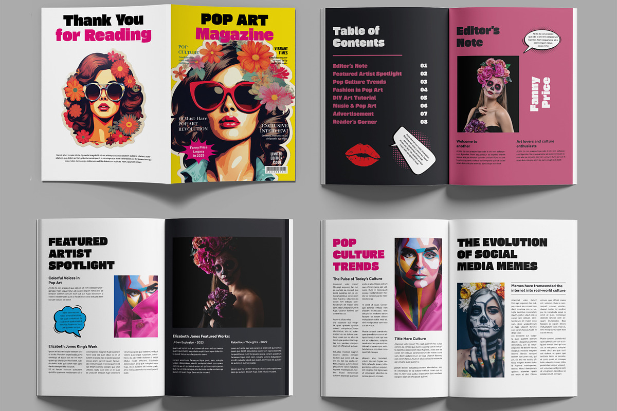 Pop Art Magazine Portfolio Showcase | Creative Market