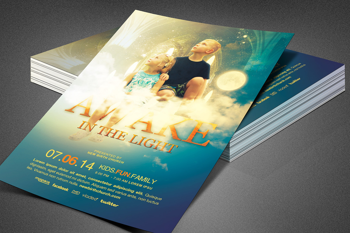 Awake in the Light Church Flyer, a Flyer Template by loswl