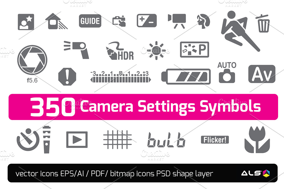 350 Camera Settings Symbols, an Icon by ALS design