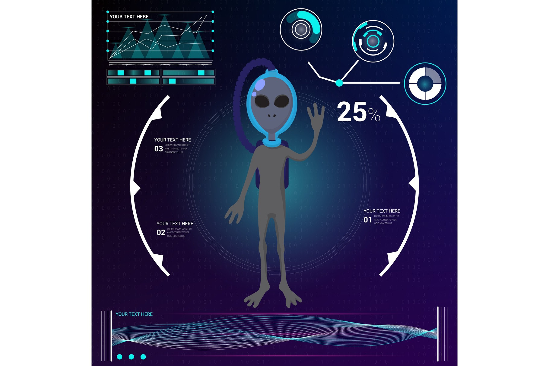 Alien humanoid scanning process, an Illustration by KitVector