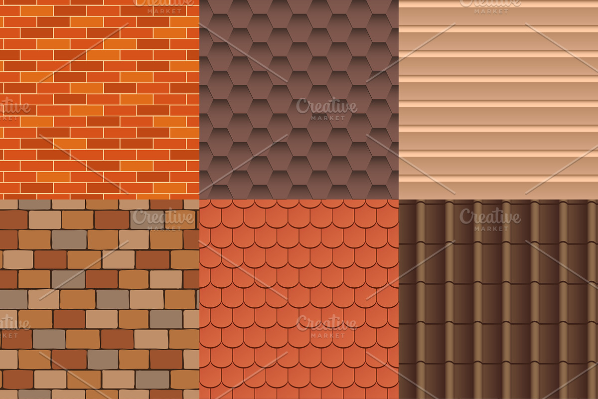 Roof texture vector set, a Decorative Illustration by Vectorstockersland