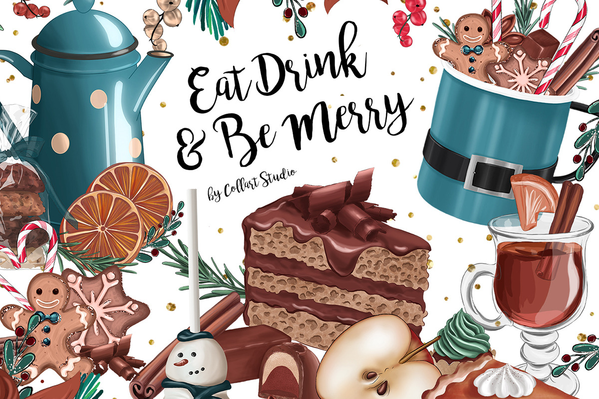 Christmas sweets, desserts clip art, a Food Illustration by Collart Studio