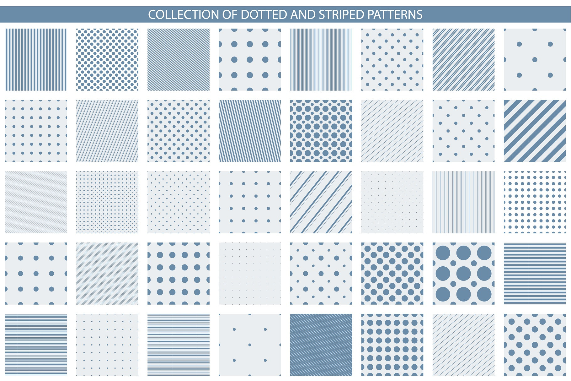 Set of dotted and striped patterns