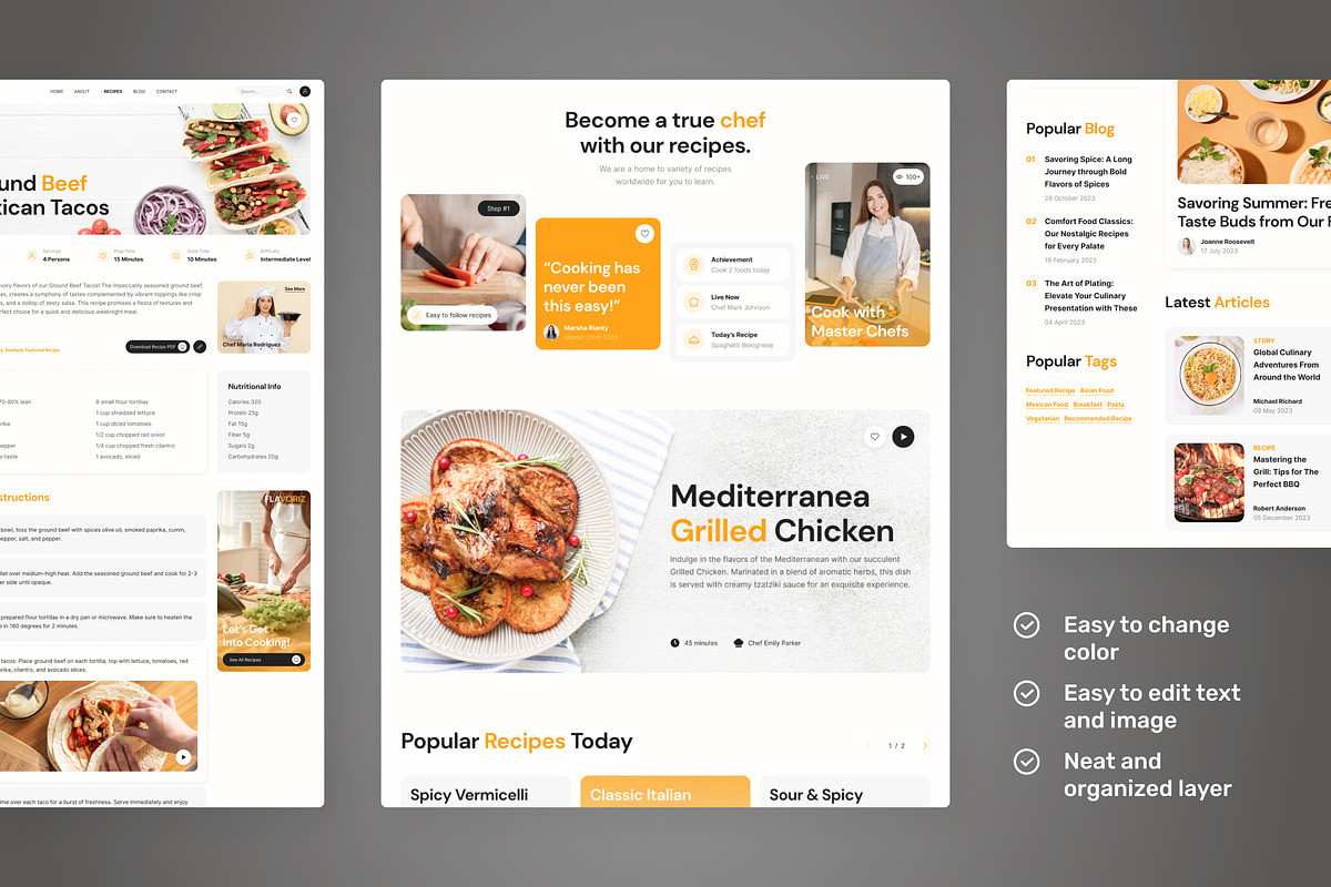 Flavoriz - Food Recipes Website, an UI Kit Template by peterdraw ...