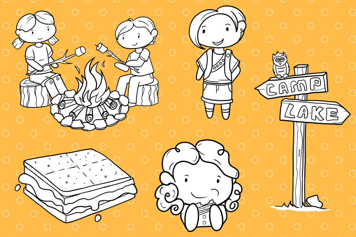 Going Camping Digital Stamps, an Illustration by Keepin' It Kawaii