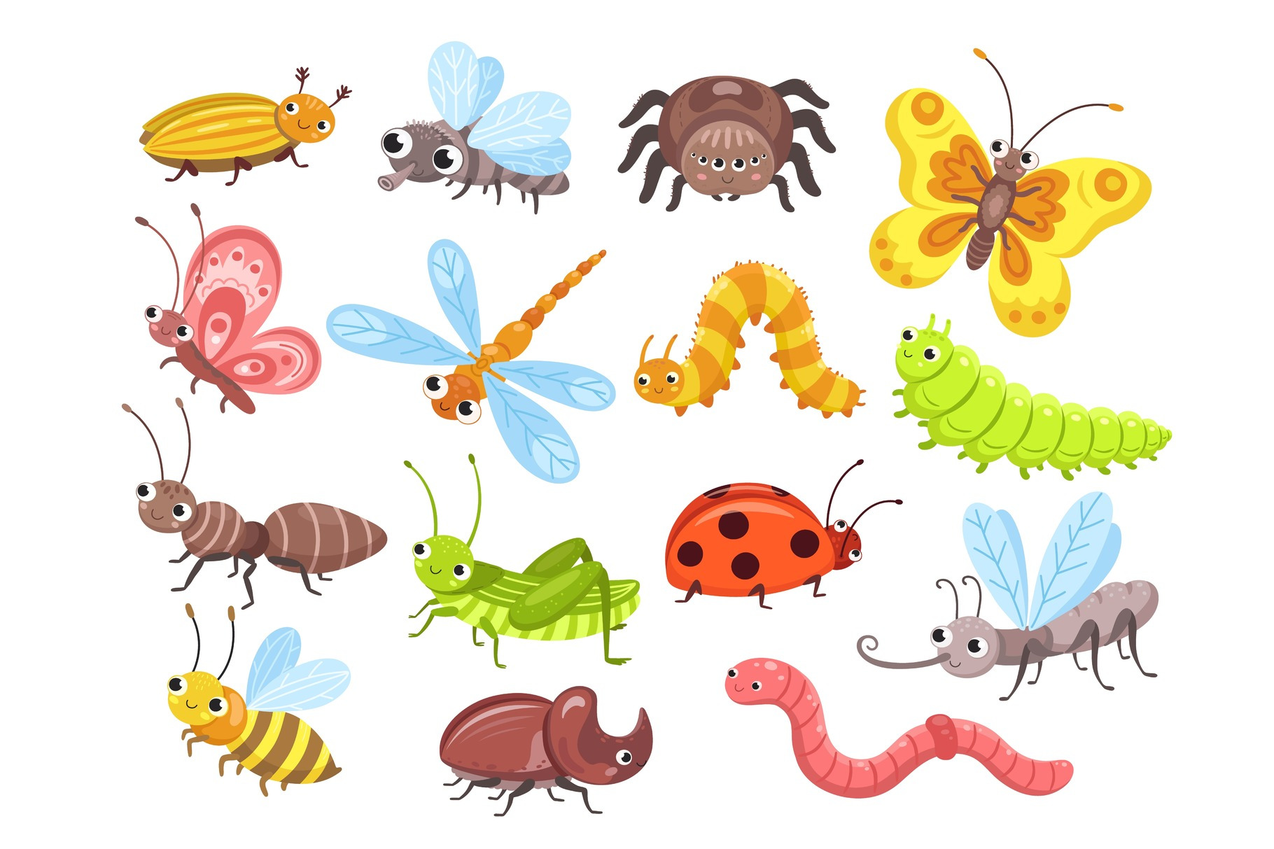 Cartoon insects. Fly bug, cute | Background Graphics ~ Creative Market