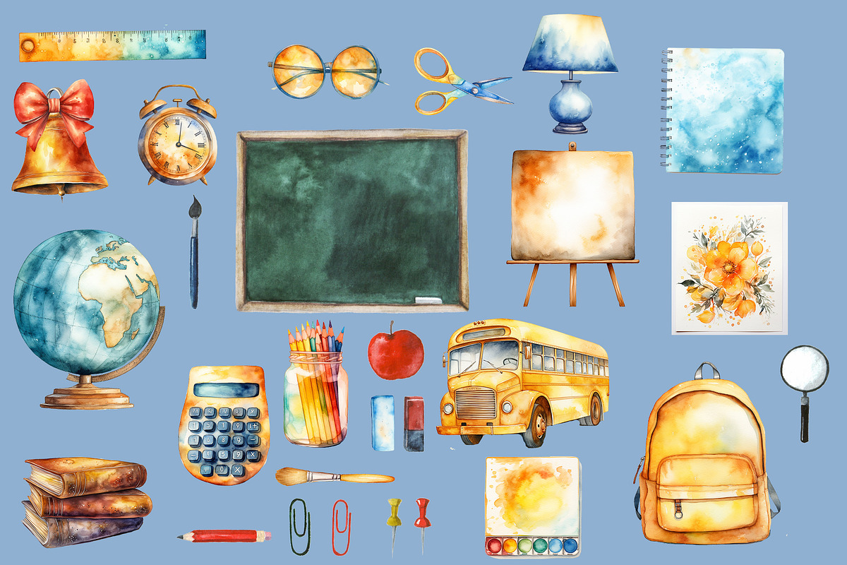 Watercolor back to school clipart, an Object Graphic by KomtsyanTatyanaArt