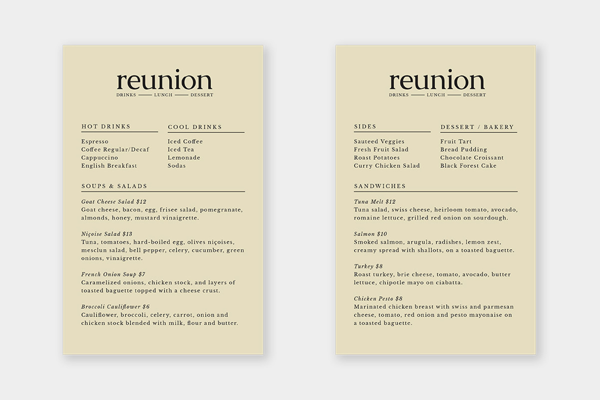 Reunion Menu Design Template, a Templates & Theme by Viaduc