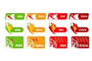 Chilli pepper spicy level labels, a Food Illustration by Buch&Bee
