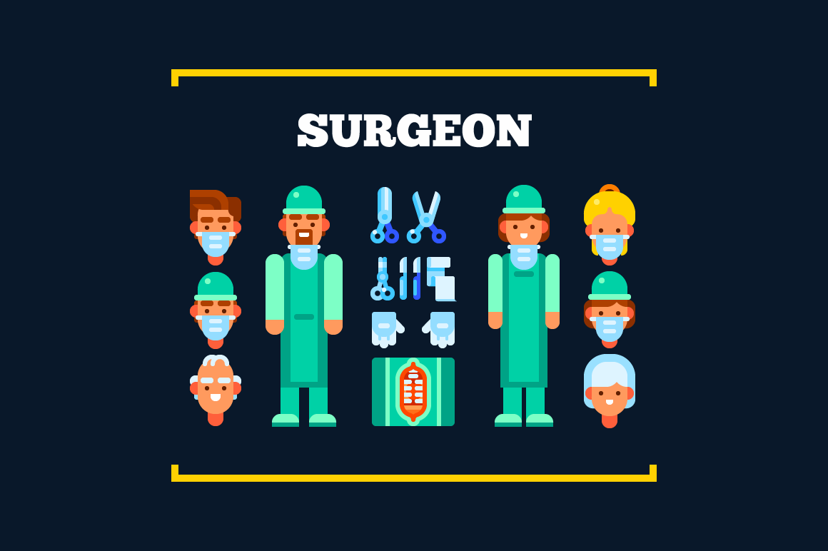 Surgeons and Surgical Tools, a Healthcare Illustration by JulyPluto
