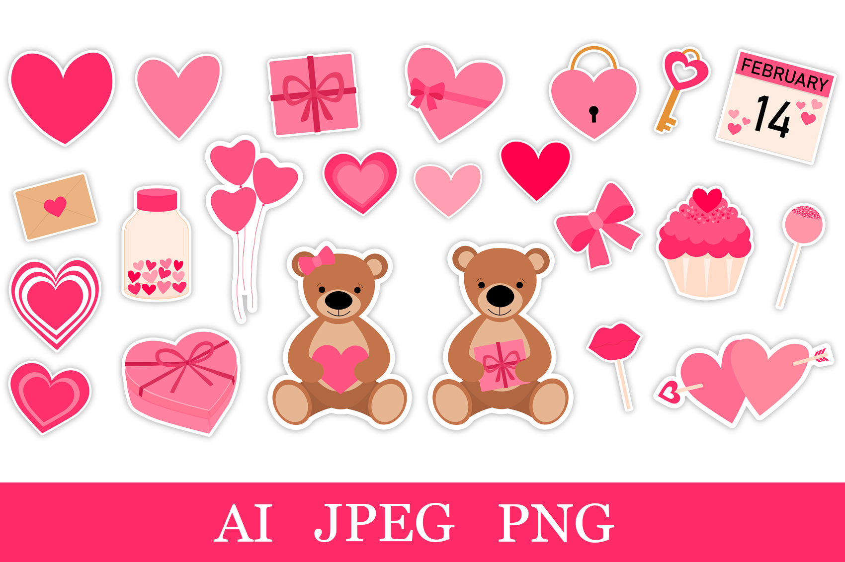 Valentine's Sticker bundle printable, an Illustration by IrinaShishkova