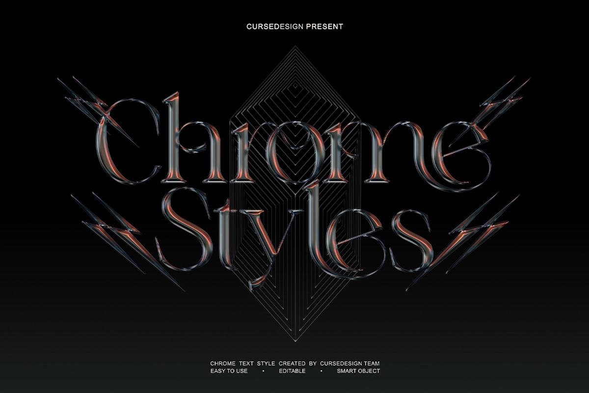Chrome Styles Text Effects I 10 PSD, an Action Add-On by Cursedesign