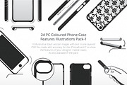 2D PC Phone Case Illustrations Set, a Product Mockup by VecRas