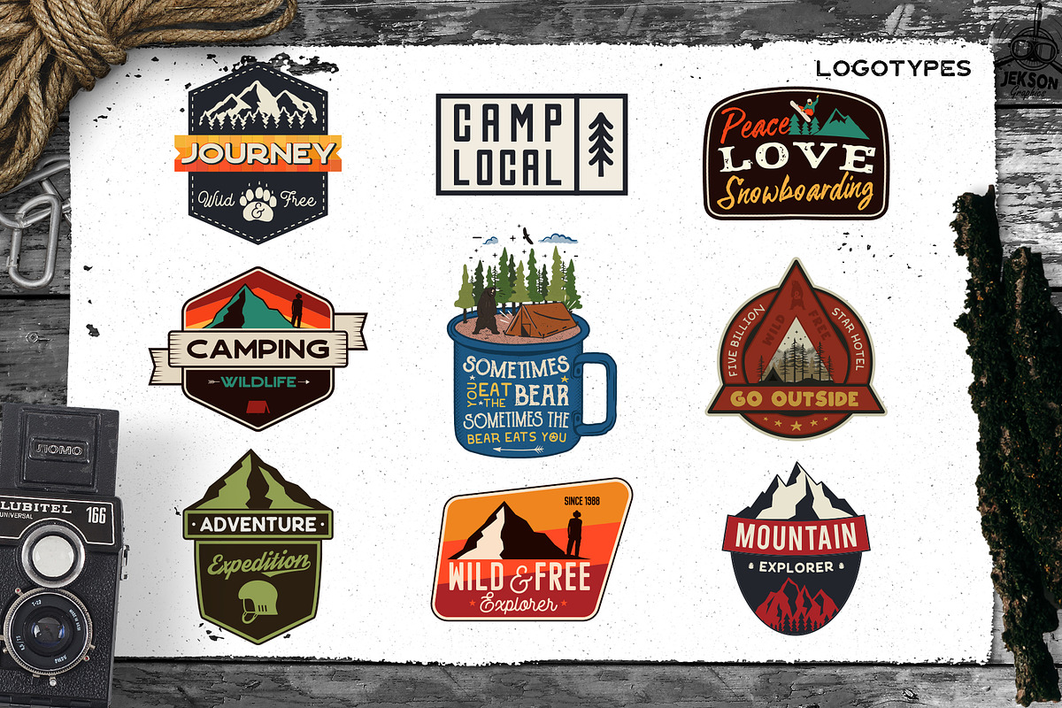 Retro Camp Badges Logos. Part 3, a Branding & Logo Template by ...