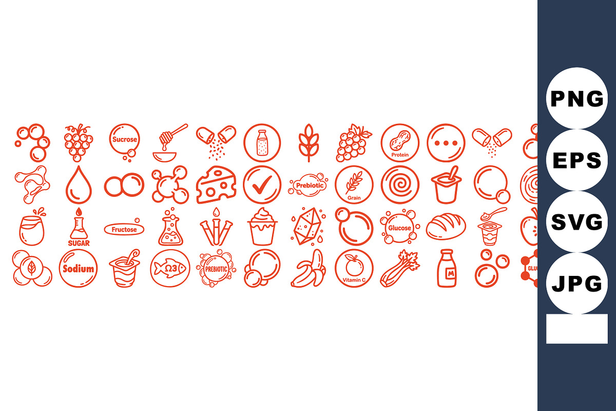 Nutrition Science Icon Clipart Set, an Illustration by designvectx