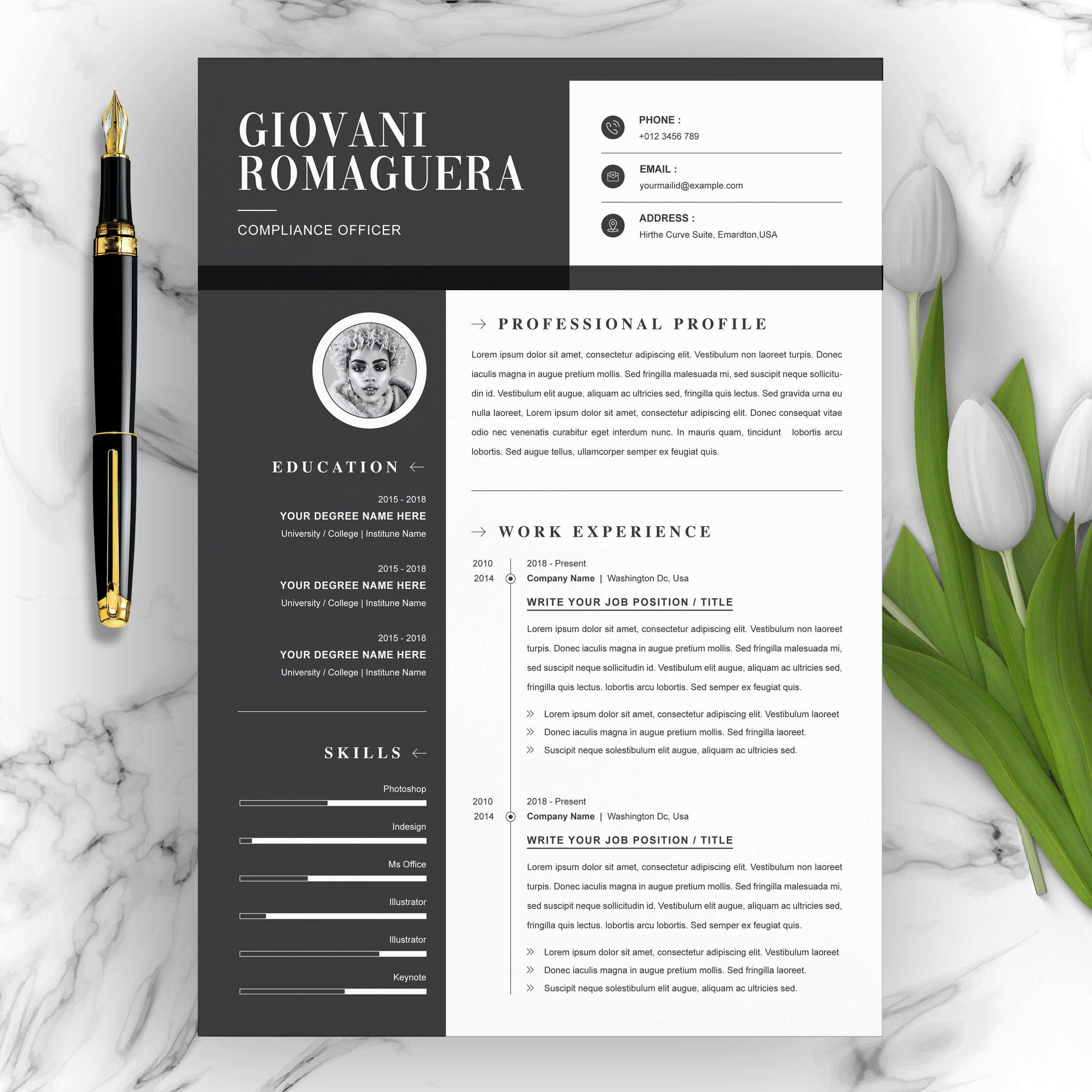 Minimal and Black White Clean Resume, a Resume Template by ResumeInventor
