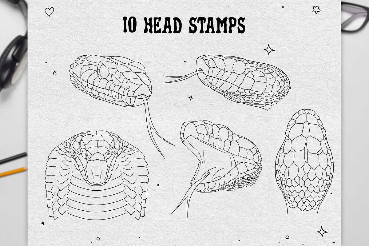 50 Snake Brushes for Procreate, a Brush Add-On by Disyukov