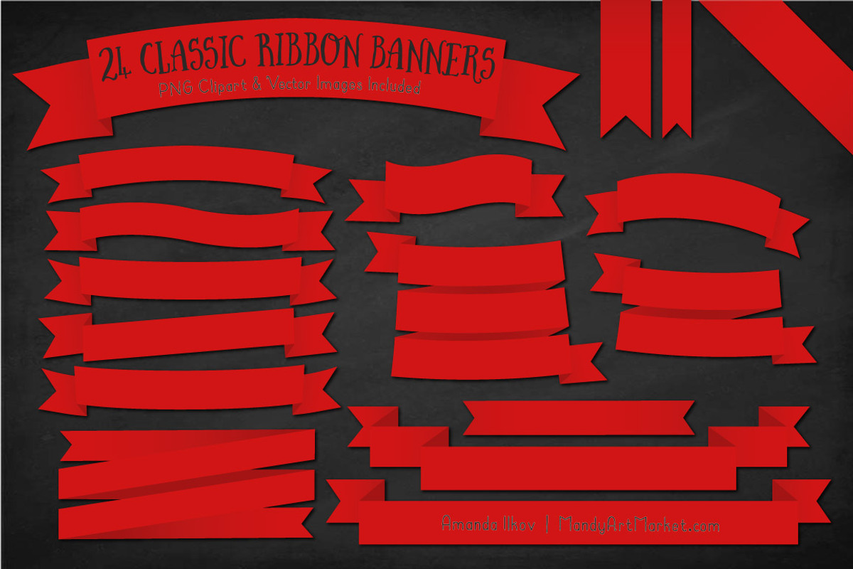 Red Ribbon Banner Clipart, an Illustration by Amanda Ilkov