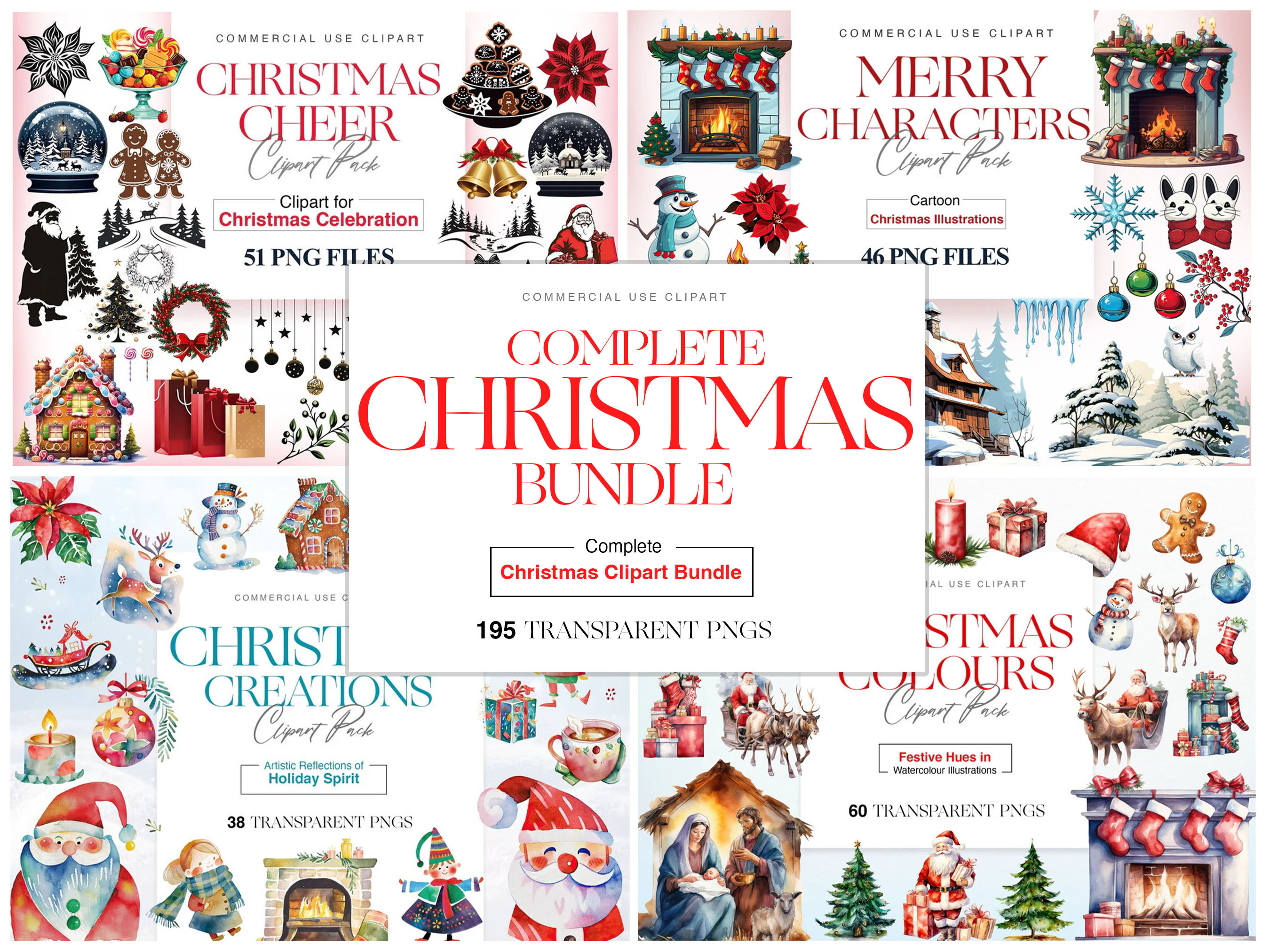 Christmas Clipart Bundle| Christmas PNG