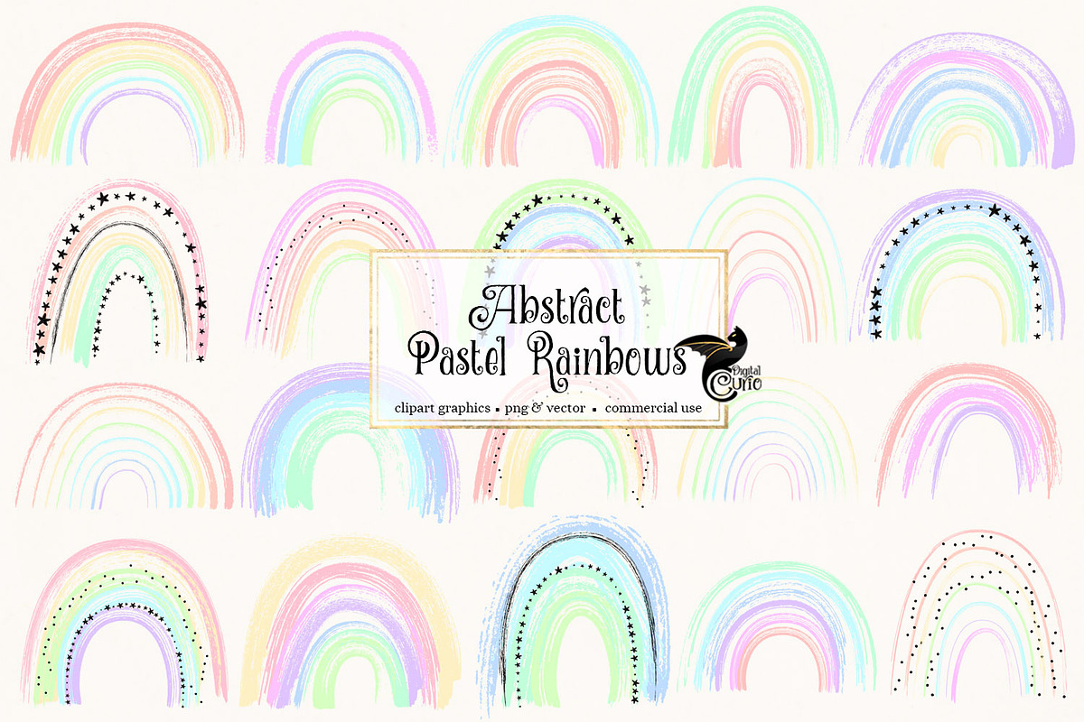 Abstract Pastel Rainbows Clipart, an Illustration by Digital Curio