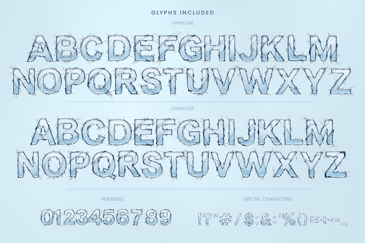 Aqua - Realistic Water Font, a Font by AndrewPixelType