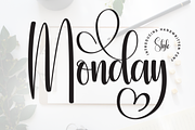 Monday | Script Font, a Handwritten Font by Scratchones