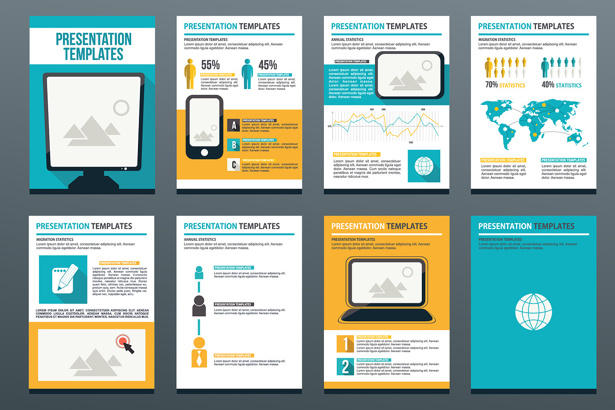 Set of 8 templates for presentation, a Presentation Template by logika 600