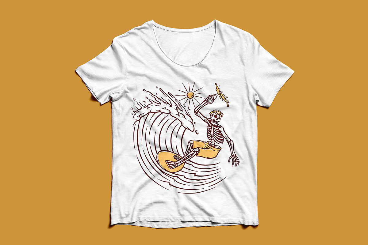 Surfing skull illustration, a Person Illustration by gunaonedesign
