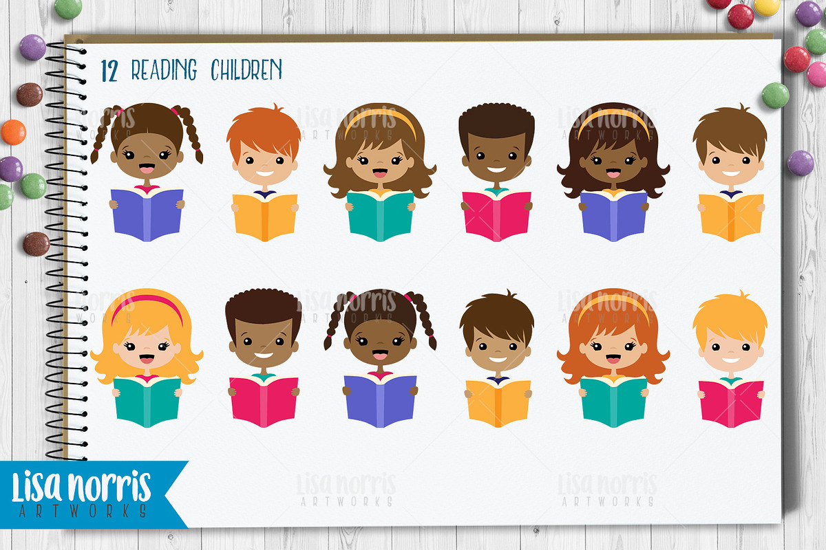 I Love Reading Clip Art & Patterns, an Education Illustration by ...