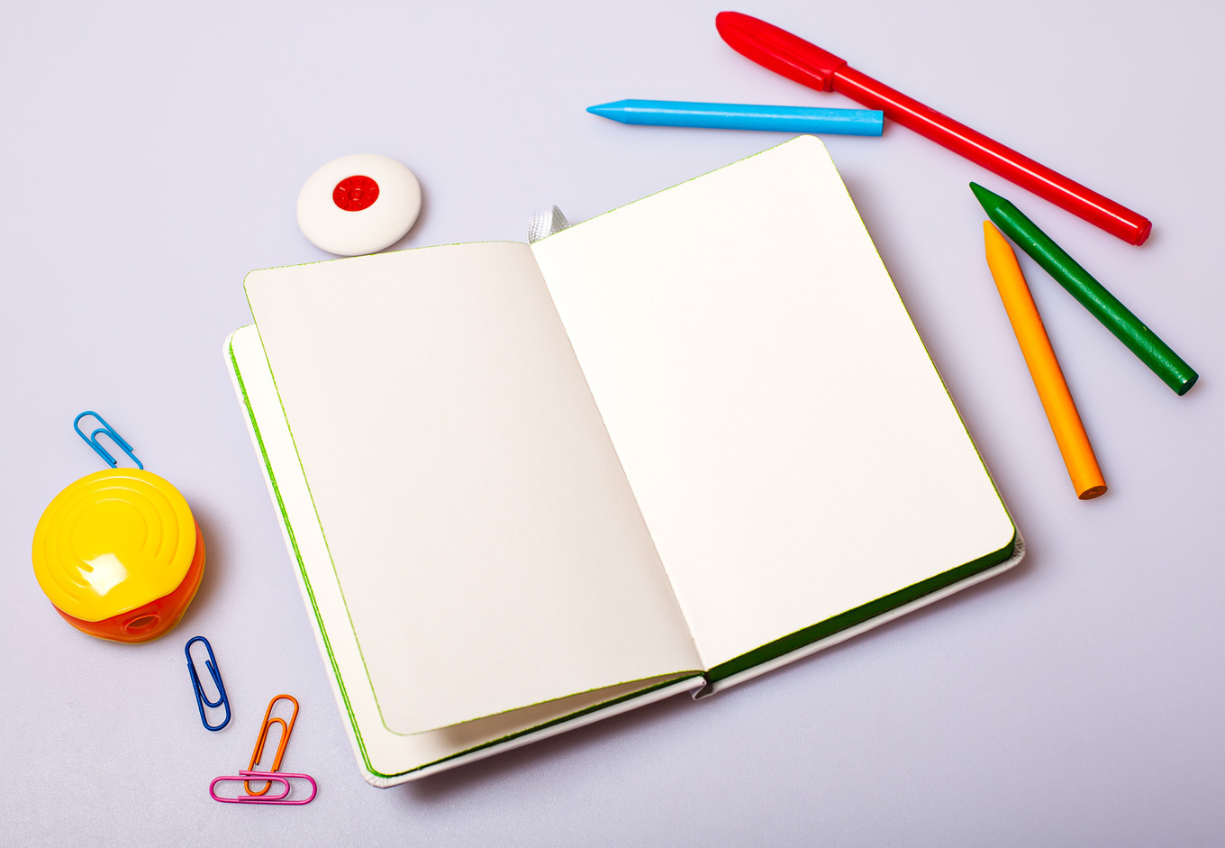 Open paper notepad with blank pages featuring album, background, and ...