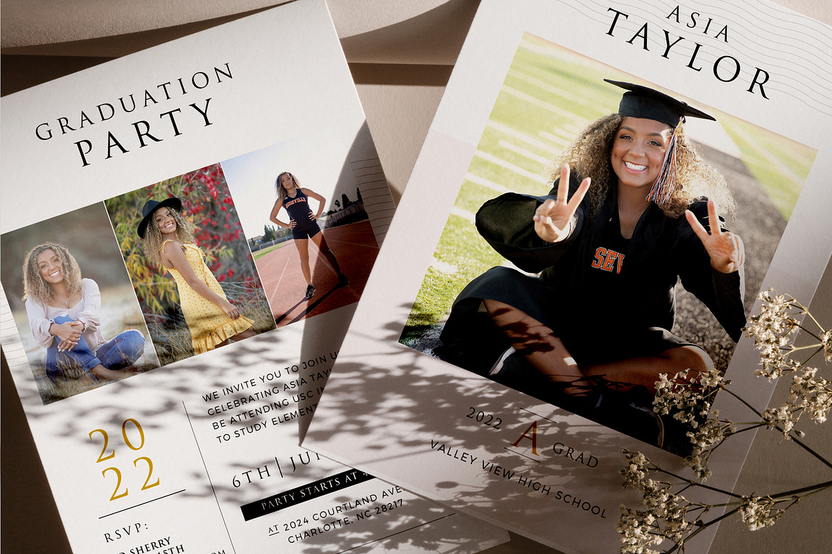 Canva + PS Graduation Invitation, a Card Template by By Stephanie ...