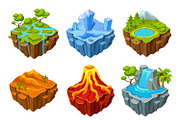 Computer Game Islands Isometric Set | Decorative Illustrations ...