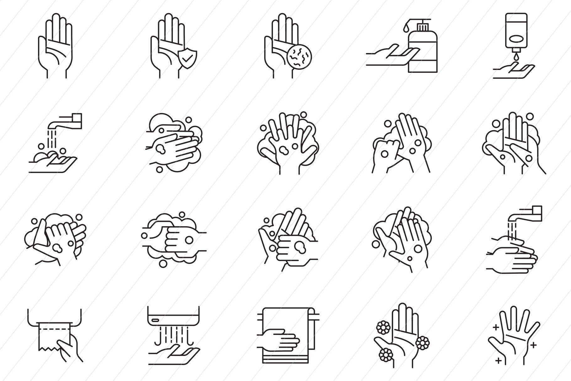 Hand Washing Icons | Icons ~ Creative Market