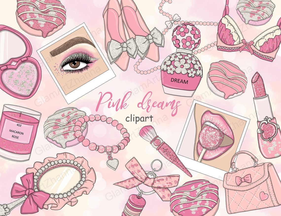 Pink Dreams Clipart, a Work Illustration by GlamArtZhanna