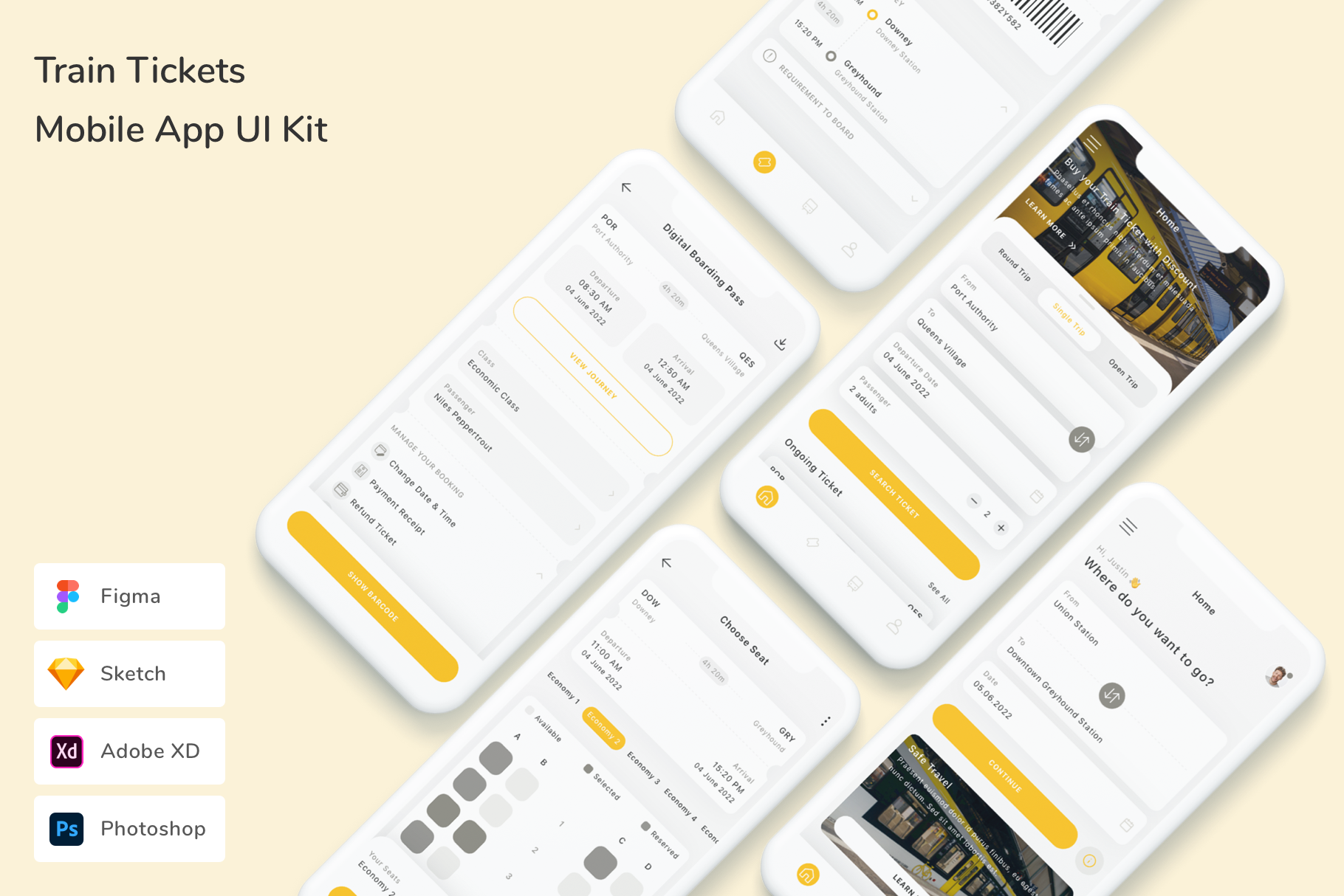 Train Tickets Mobile App UI Kit, an UI Kit Template by Betush