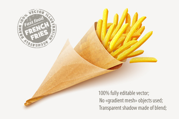 French fries potatoes in paper bag, an Object Graphic by LoopAll