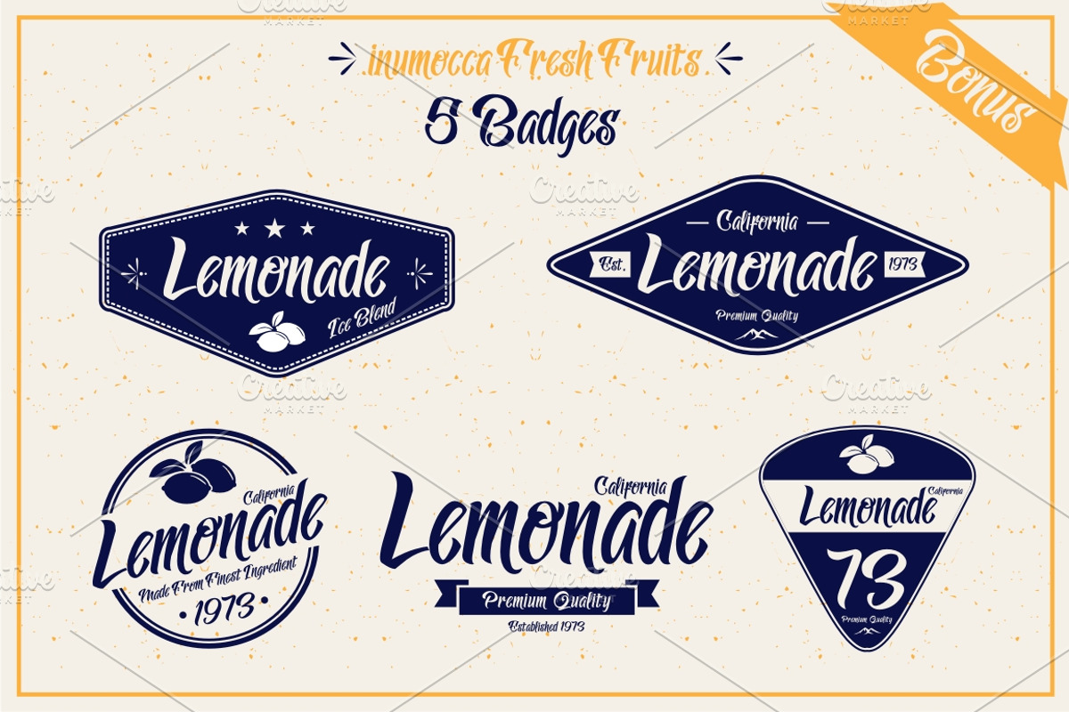 Lemonade font with 5 Badges Bonus, a Script Font by inumocca_type