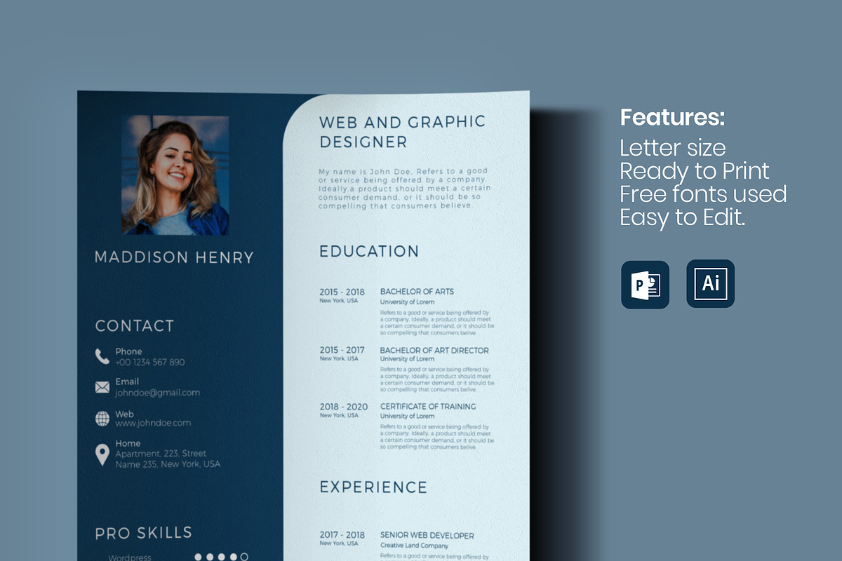 BRIGHT Resumes Bundle, a Resume Template by slidequest | Creative Market