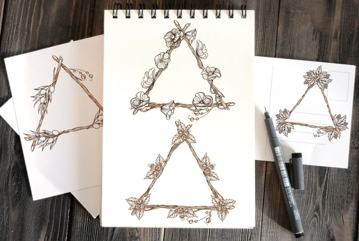 Triangular frame made of branches, an Illustration by It's Time to Designs