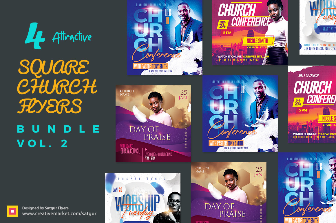 Church Flyers Bundle - Vol 2, a Flyer Template by Satgur Graphic Design