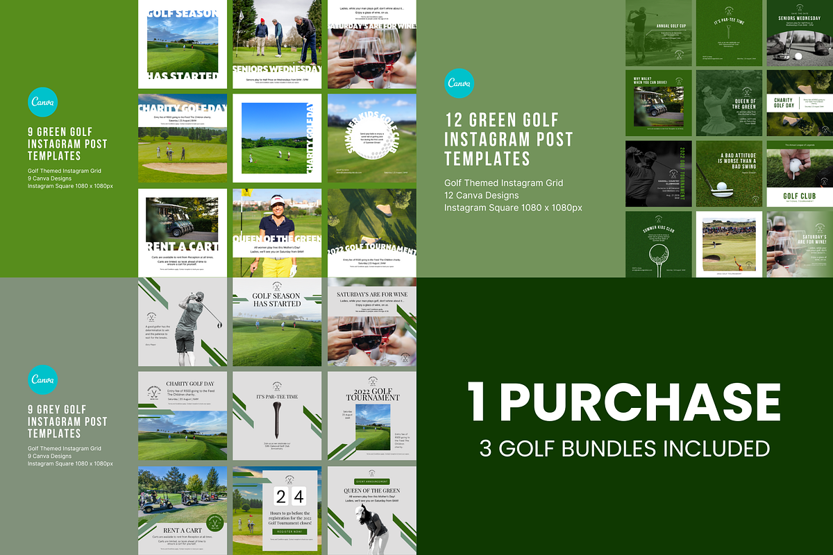 Golf Social Media BUNDLE, a Social Media Template by Sincerely Media