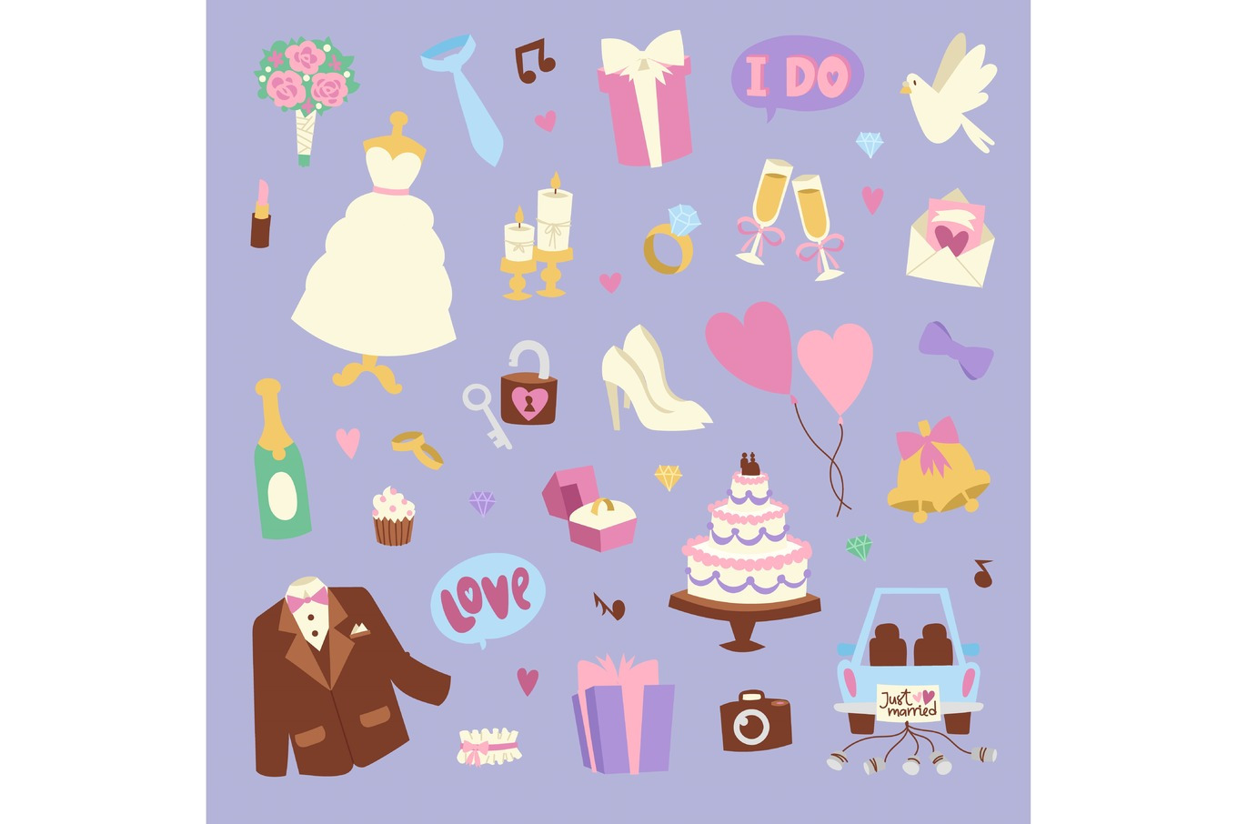 Wedding cartoon icons vector illustration., a Decorative Illustration ...