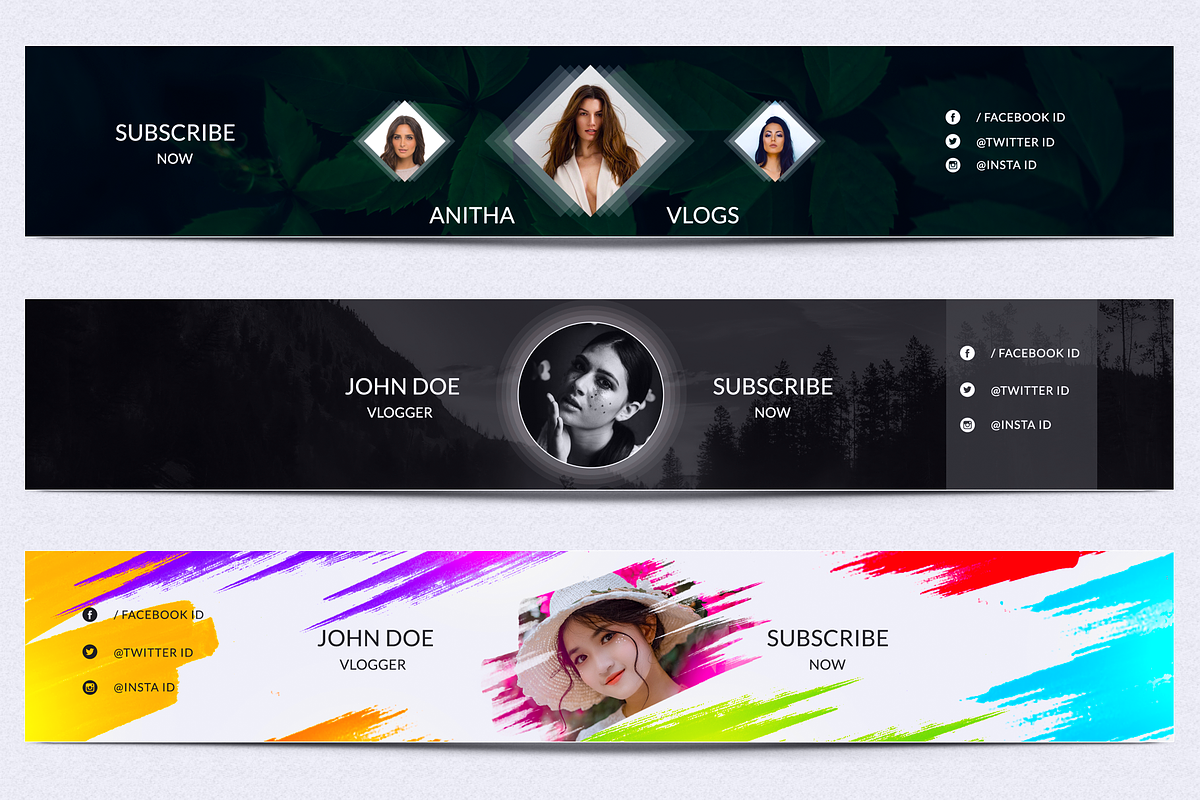 Youtube Channel Art Banner Bundle, a Social Media Template by Jaisivakumar