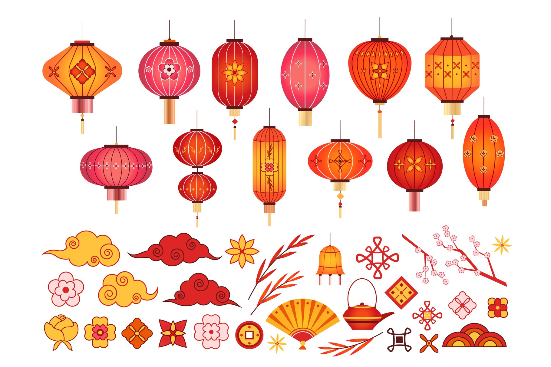 Chinese new year elements. Asian, a Background Graphic by Valerie Bodnar