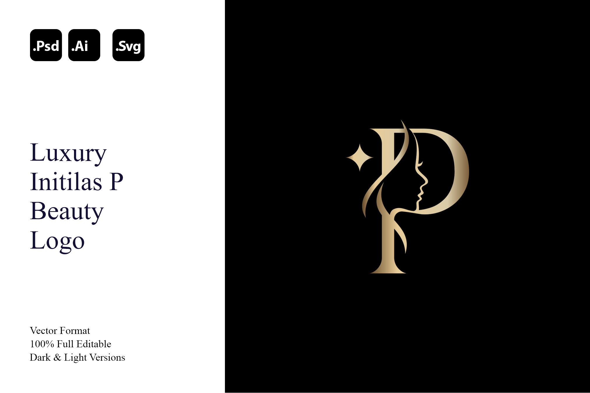 Luxury Initials P Beauty Logo