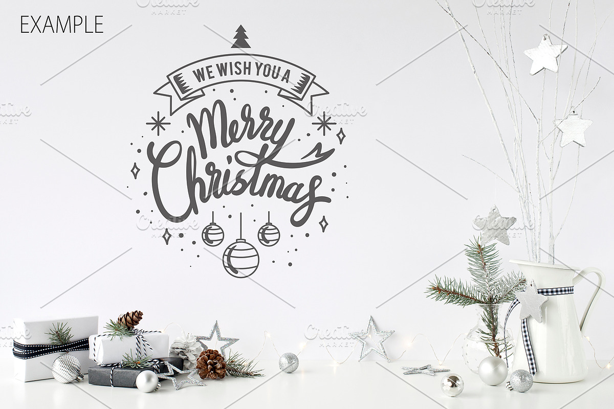 Christmas Scandinavian Mockup Bundle, a Print Template by Yuri-U