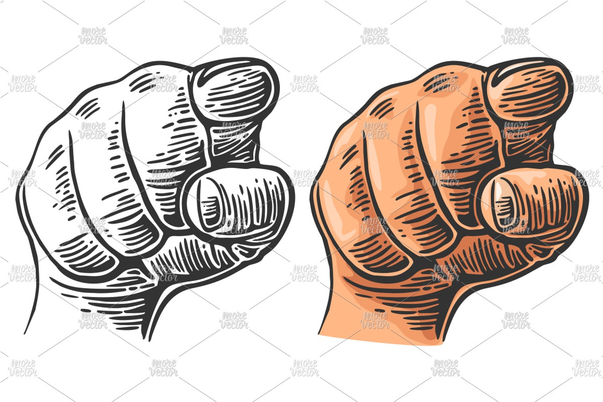 Hand pointing finger viewer front, an Illustration by MoreVector