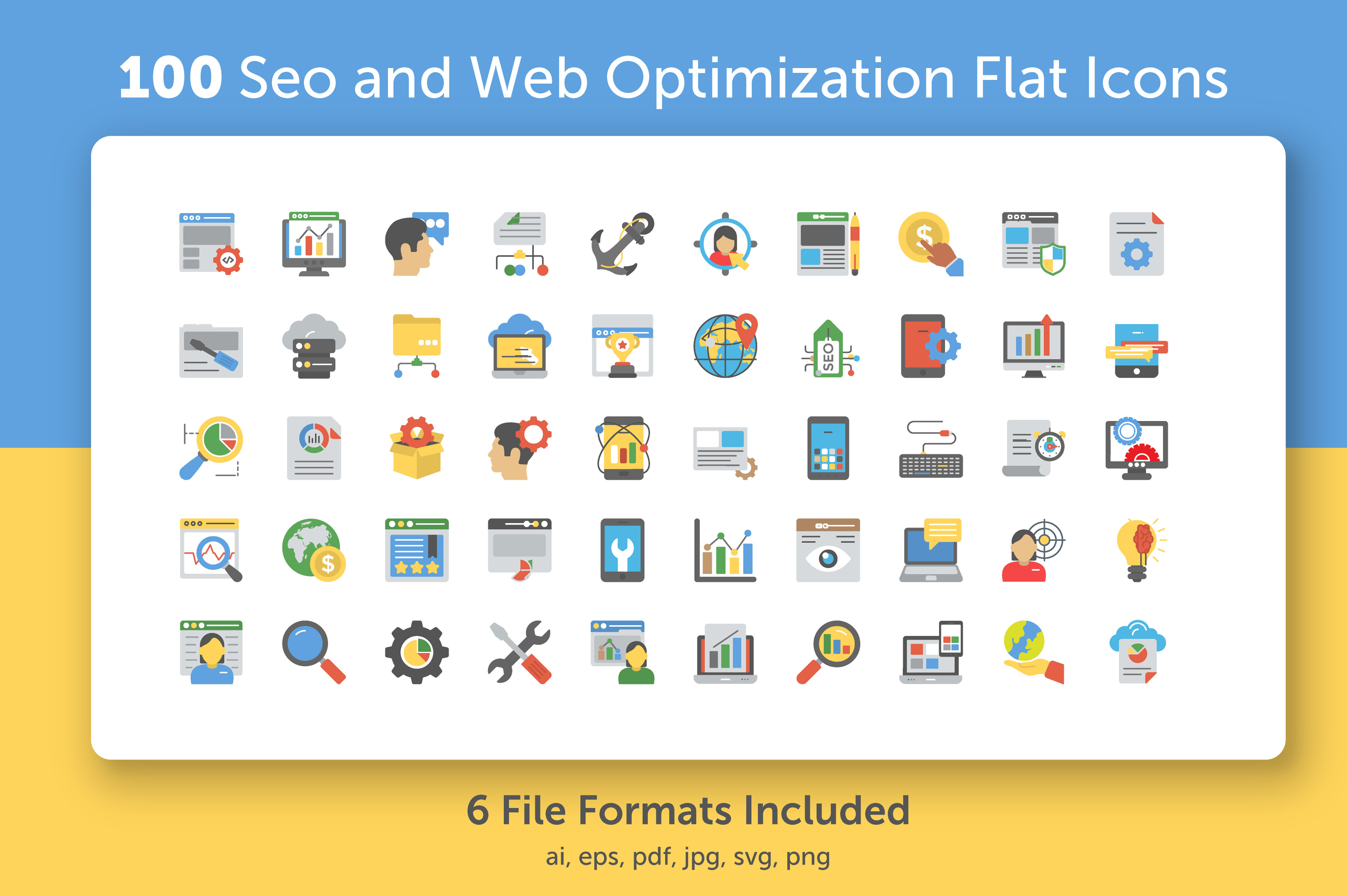 Flat SEO and Web Optimization Icons, an Outline Icon by Vectors Market