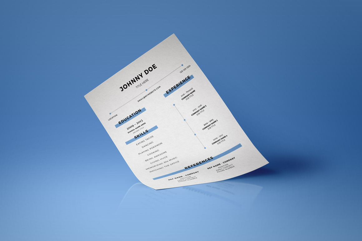 Johnny Doe - Simple Resume Template, a Resume Template by MinerCreative